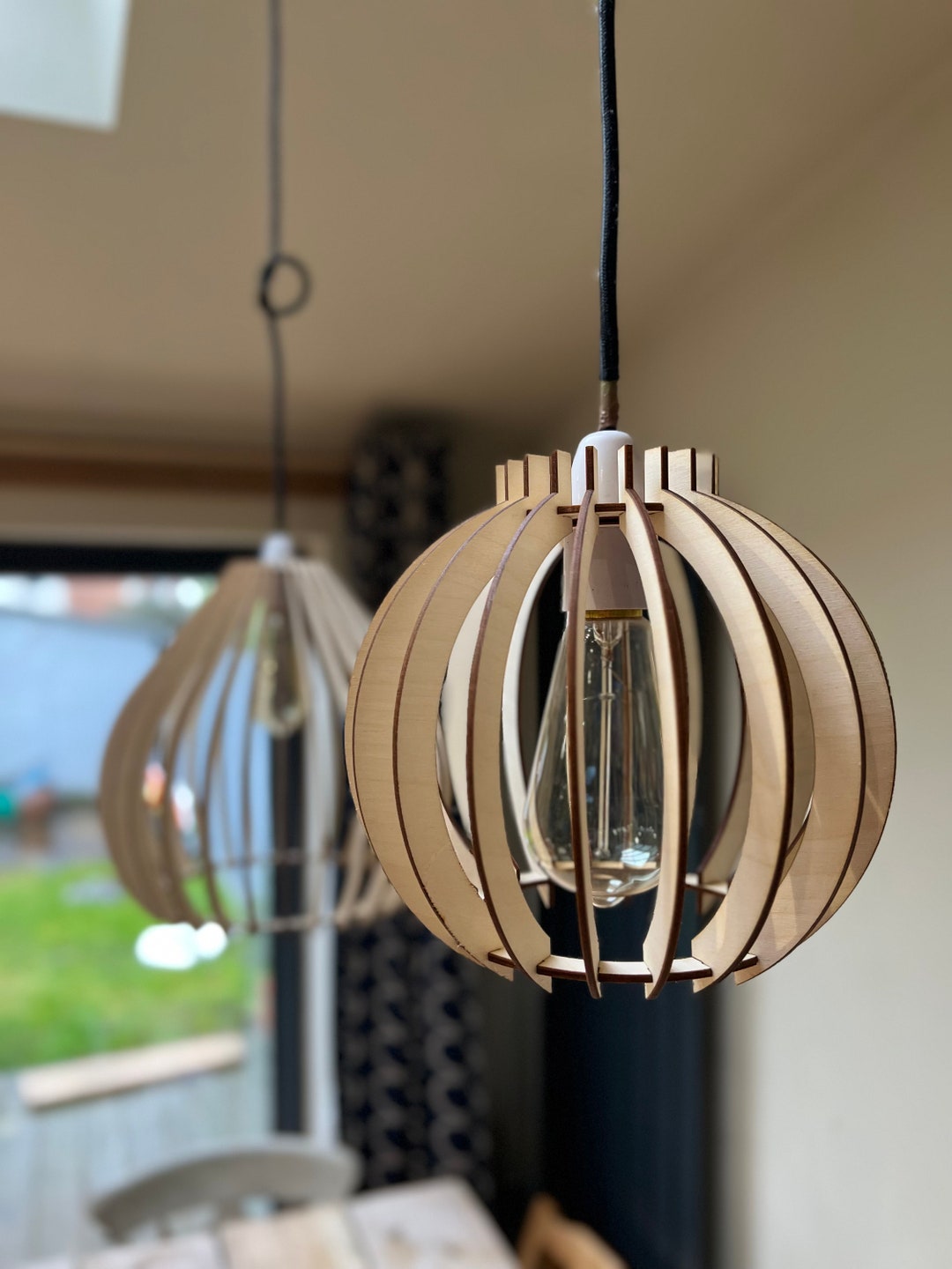 Bulb Design. Laser Cut Wooden Scandinavian Style Pendant Lamp Shade ...