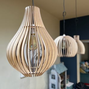 Laser Cut Wooden Scandinavian Style Pendant Lamp Shade. 8 Designs ...