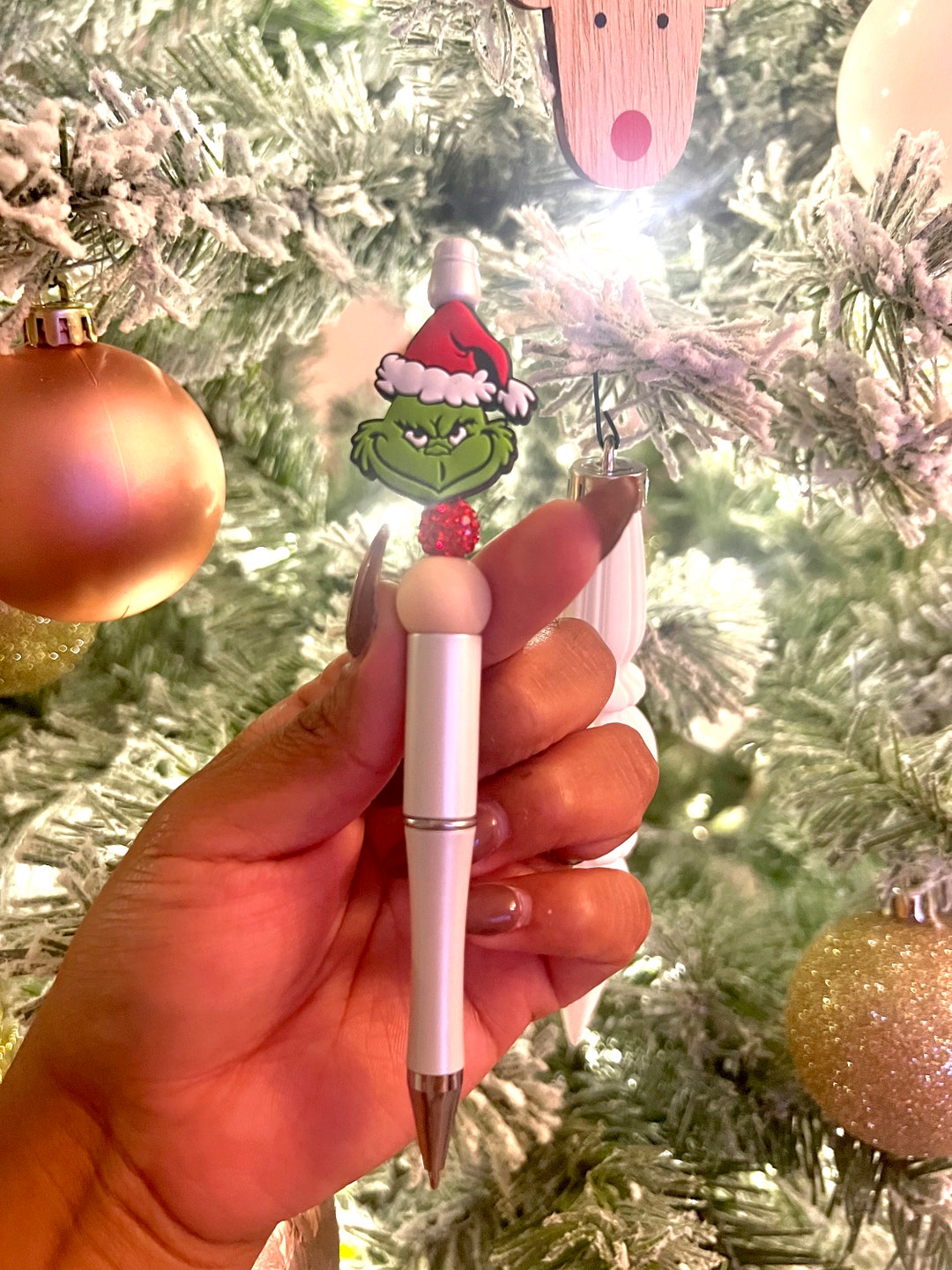 Grinch Pen, Grinchmas Beaded Pen, Beaded Pen, Stocking Stuffer, Gifts ...