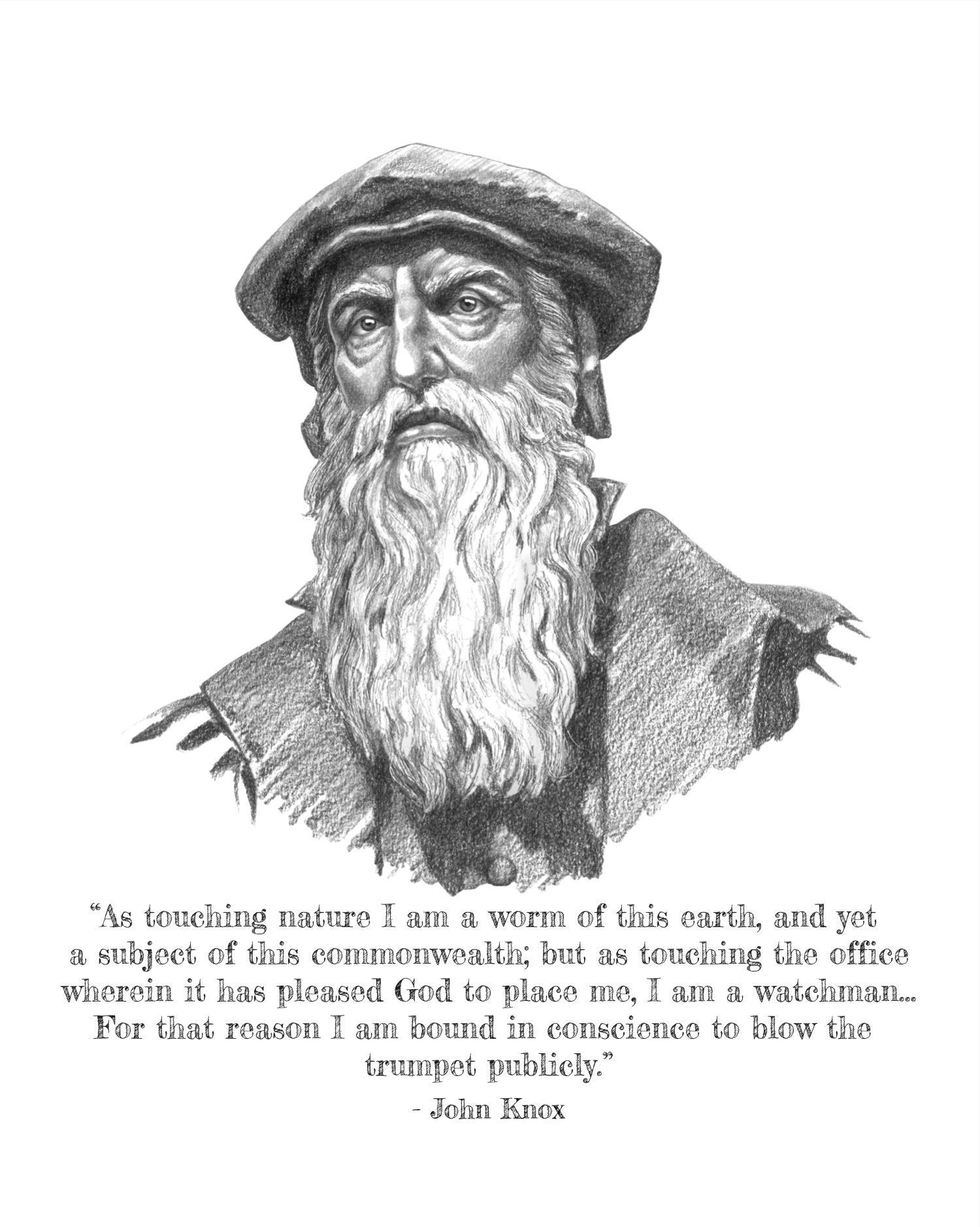 John Knox & Quote Portrait Sketch Art Reformed Theology. - Etsy