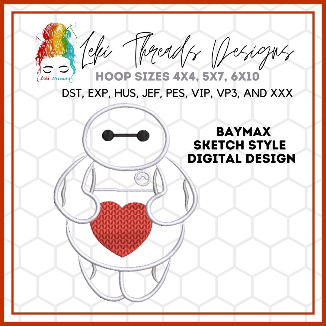 Bay.max Inspired Machine Embroidery Design, Digital File for Machine ...