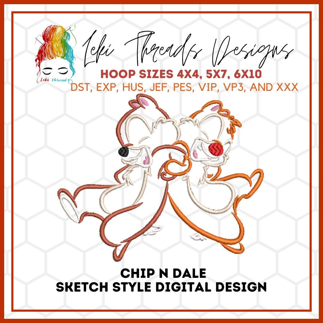 Chipmunks Ch1p N Dale Inspired Machine Embroidery Design, Digital File ...