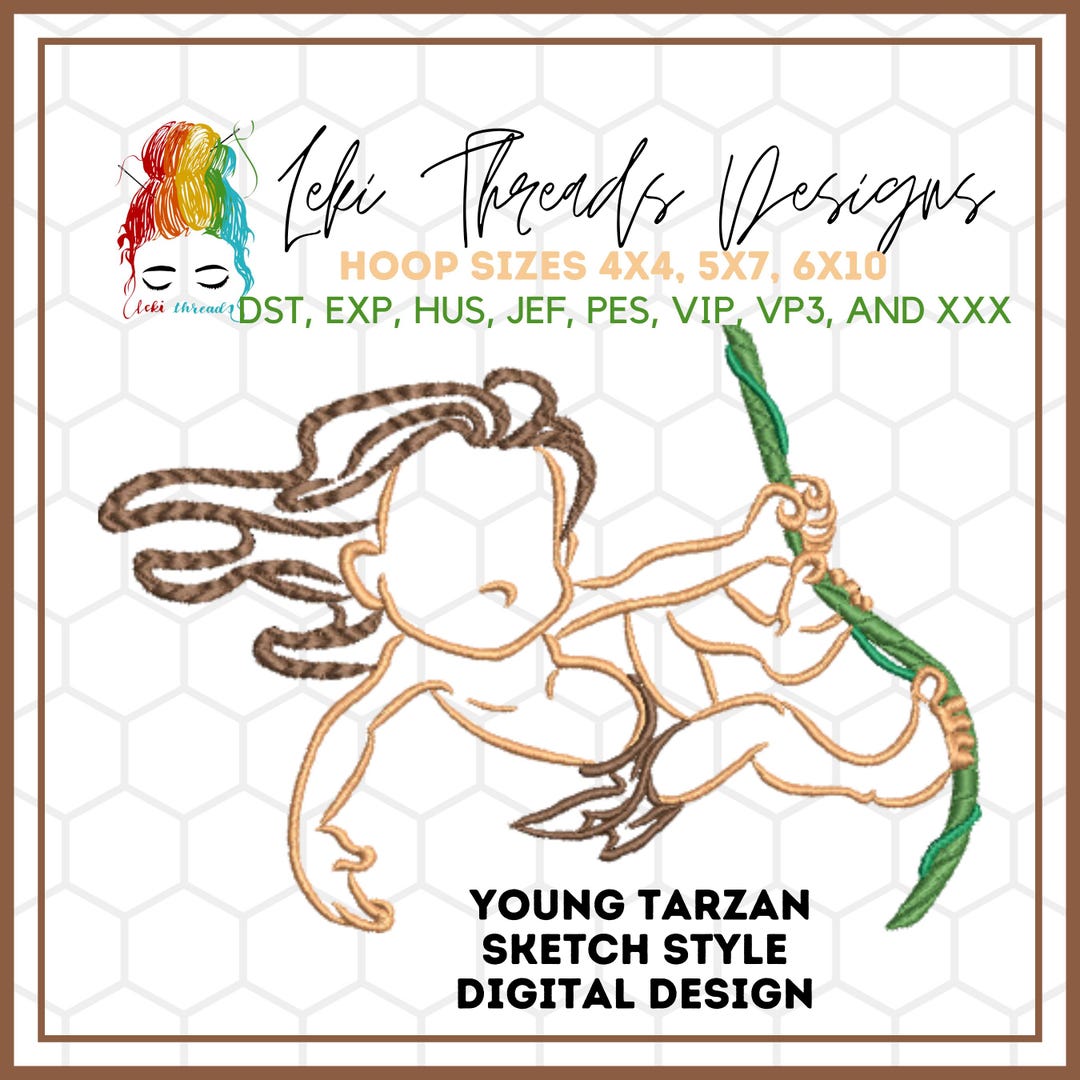 Young Tarzan Embroidery Design: Sketch Style (digital Download) - Etsy ...