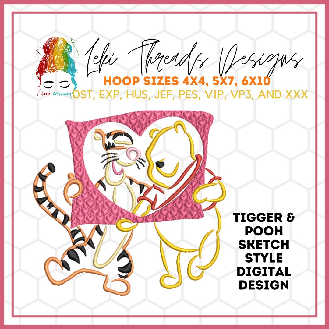 Winnie the Pooh and Tigger Inspired Embroidery Design, Machine ...