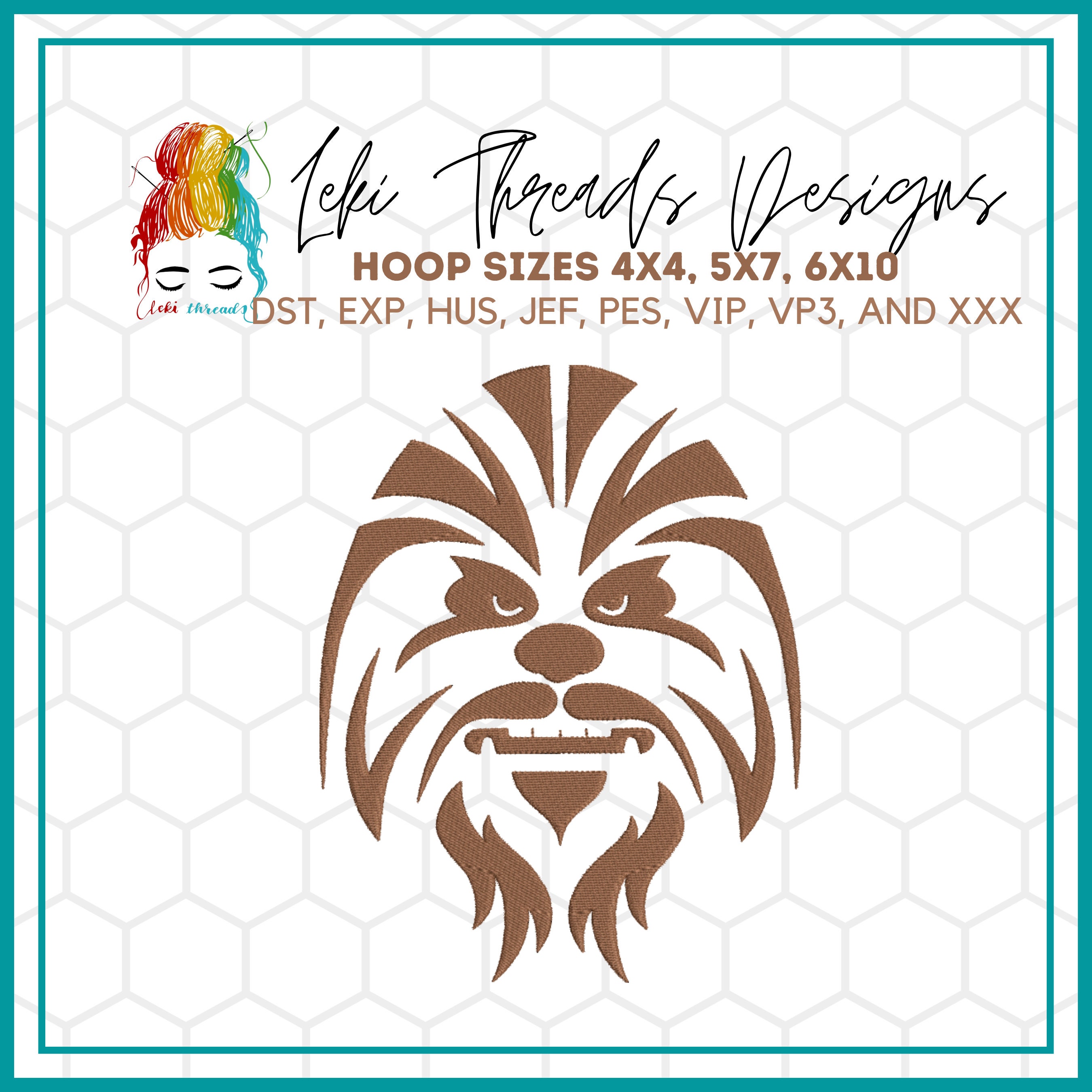 Chewy Inspired Embroidery Design, Star Wars Inspired Embroidery Design ...