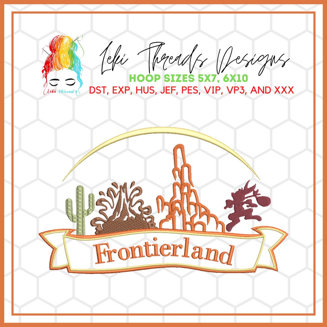 Frontier Embroidery Design: Cactus and Mountain (machine Embroidery ...