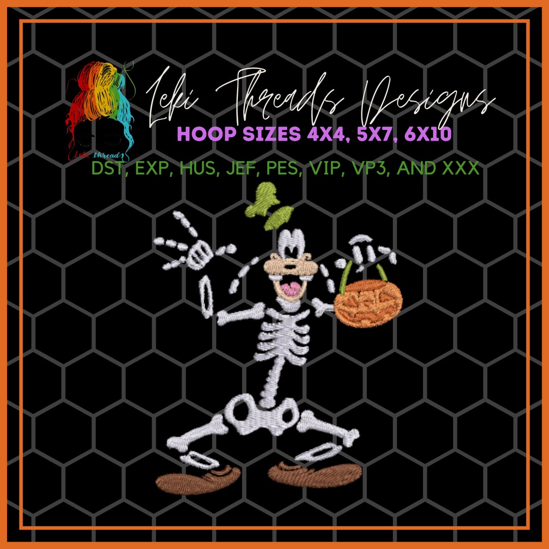 G00fy Skeleton Embroidery Design, Machine Embroidery File, Goofy ...