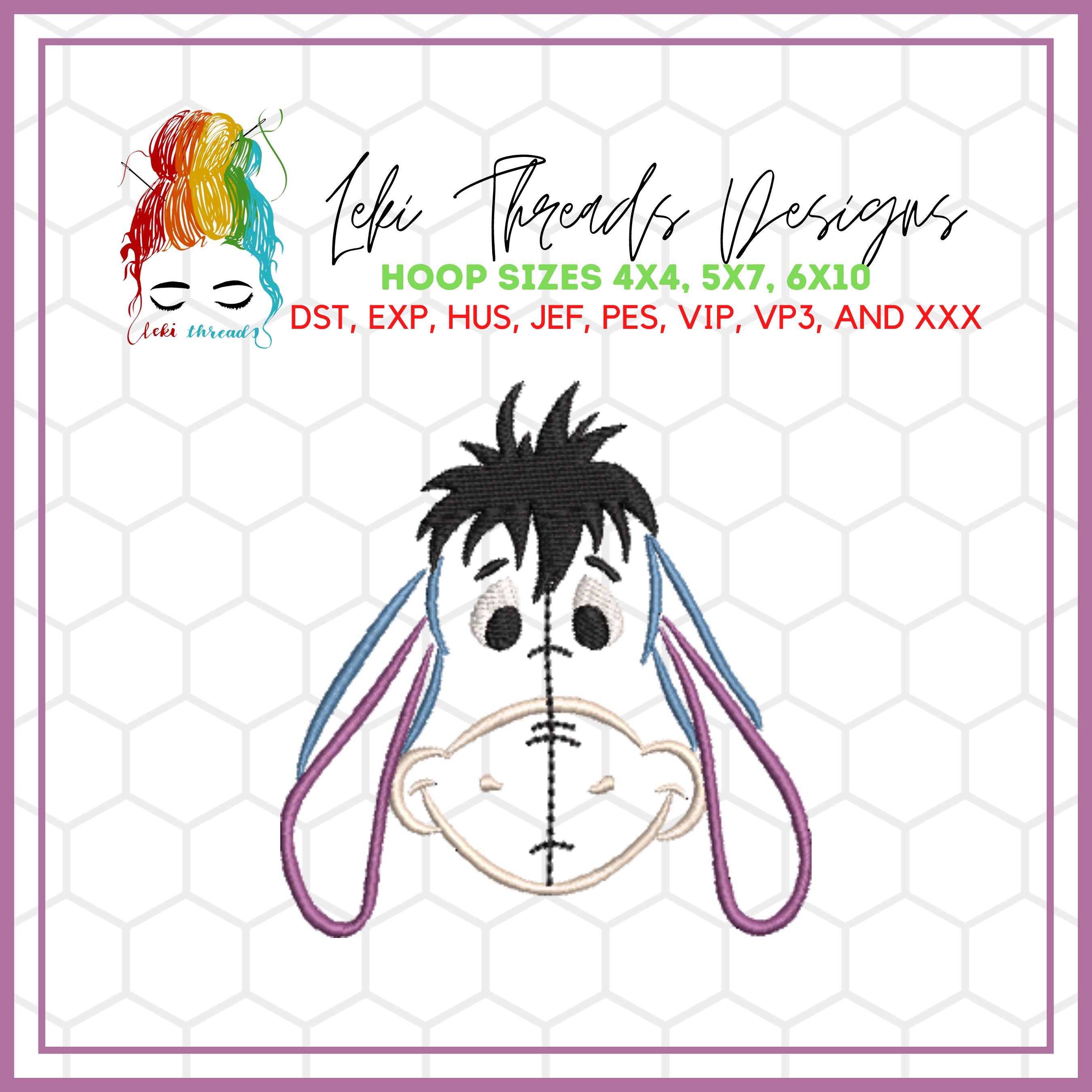Eeyore Head Embroidery Design, Pooh Bear Inspired Design, Animal ...