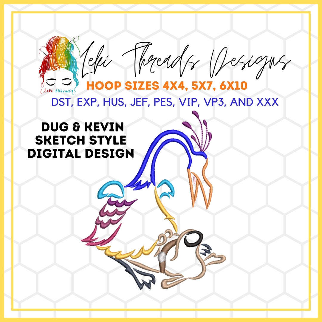 Up Inspired Embroidery Design, Machine Embroidery File, Kevin and Dug ...