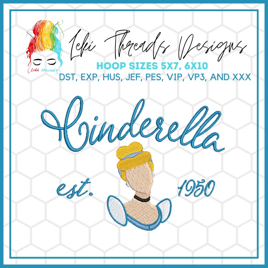 Cinderella 75th Inspired Embroidery Design, Machine Embroidery Digital ...