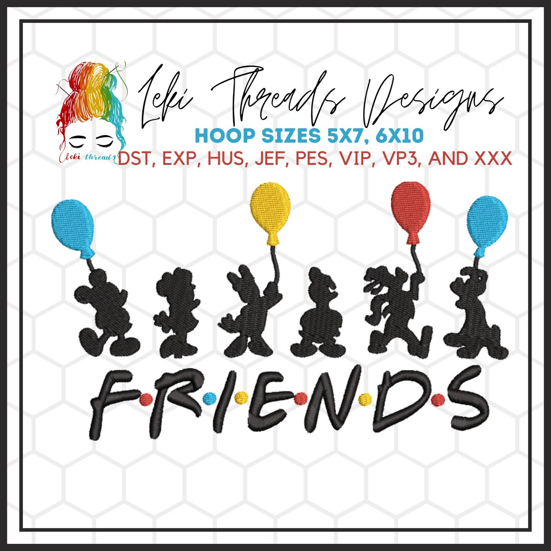 Cartoon Friends Machine Embroidery Design, Digital File for Machine ...