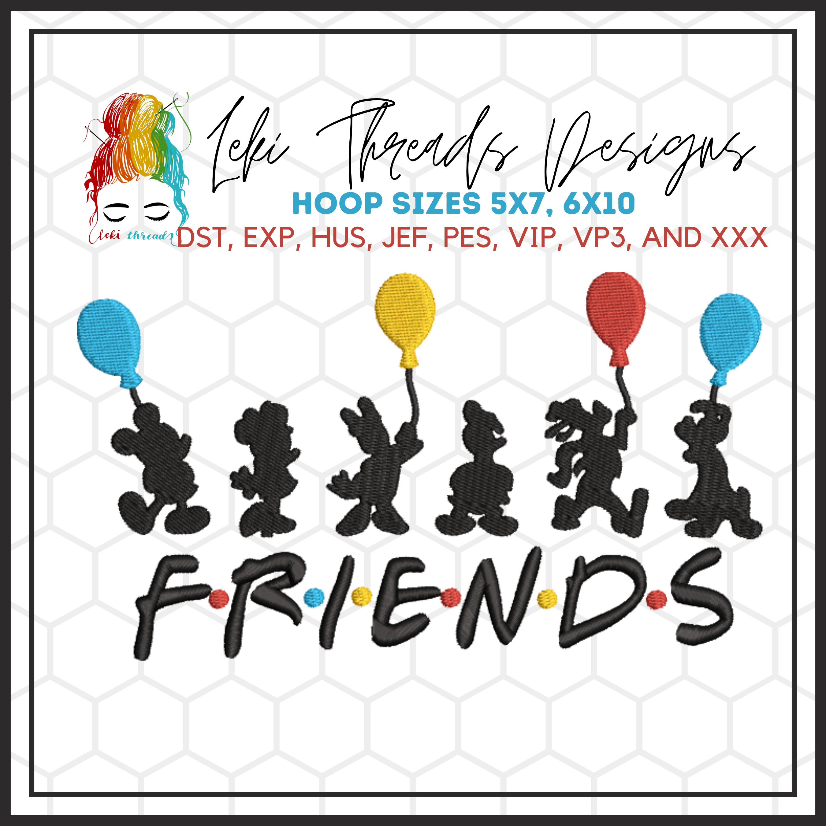 Cartoon Friends Machine Embroidery Design, Digital File for Machine ...