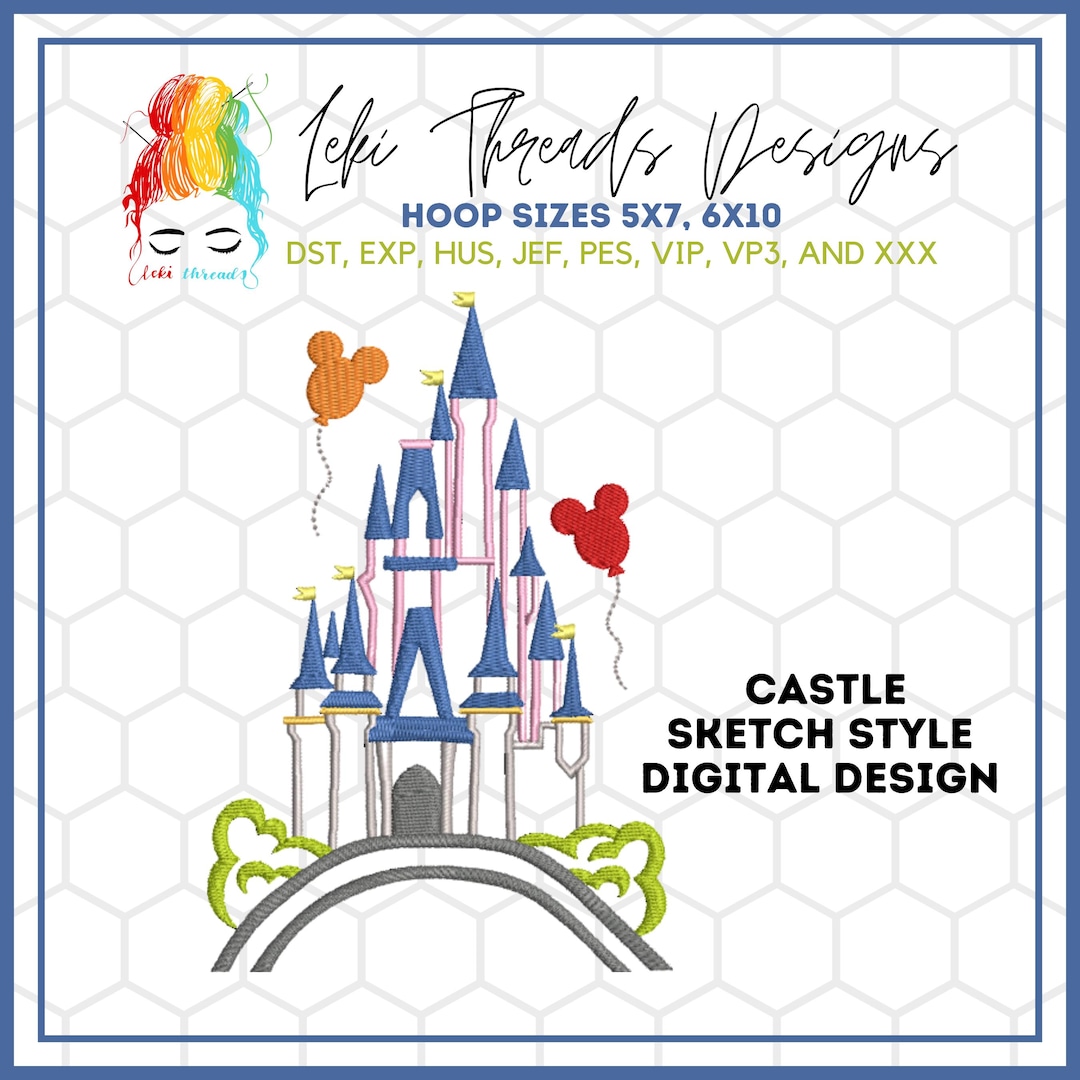 Magical Castle Embroidery File: Sketch Style Design (digital Download ...