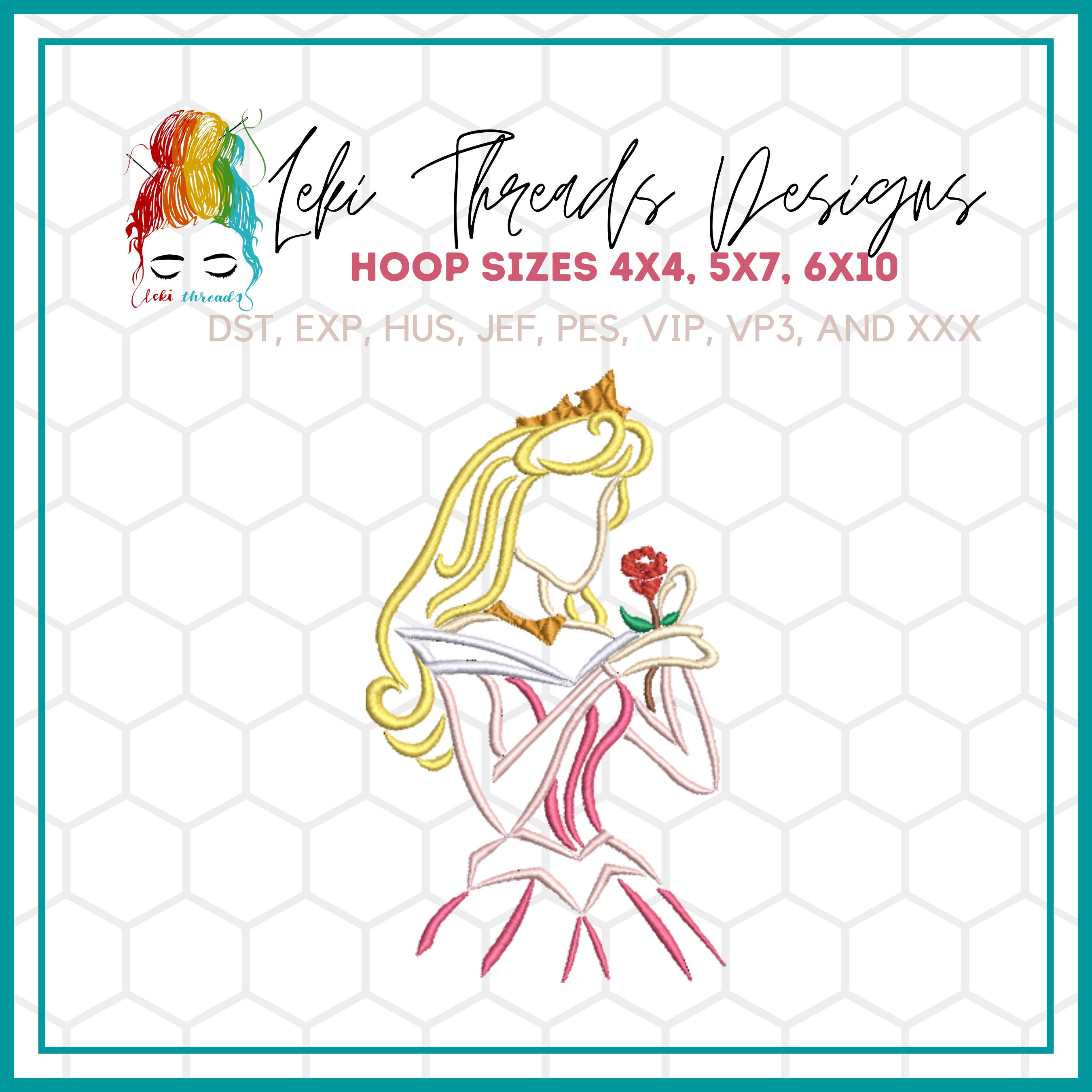 Sleeping Princess Embroidery Design, Machine Embroidery, Princess in ...