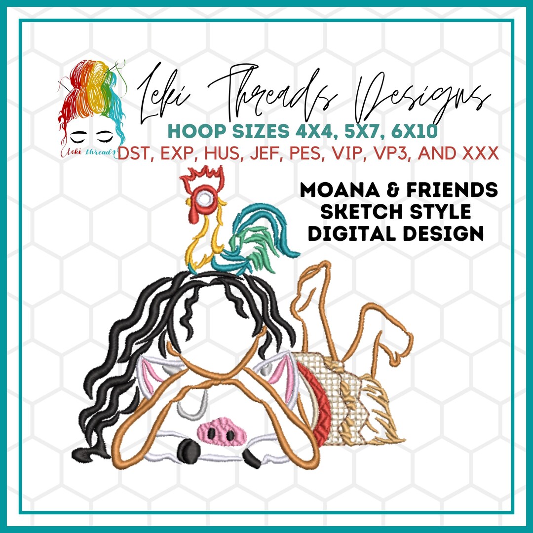 Polynesian Princess Embroidery Design: Moana & Friends (digital Design ...