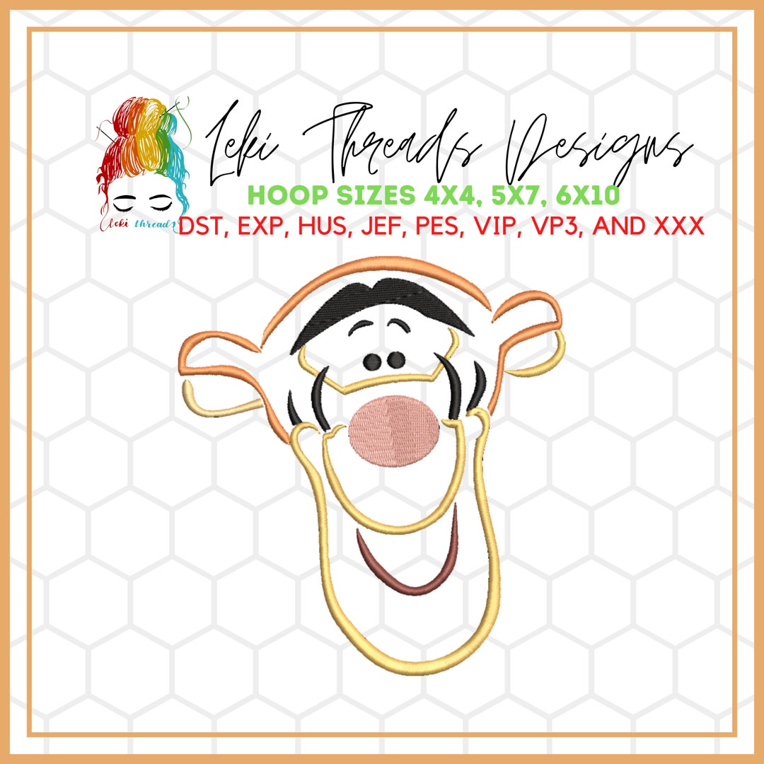 Tigger Head Embroidery Design, Machine Embroidery File, Winnie the Pooh ...