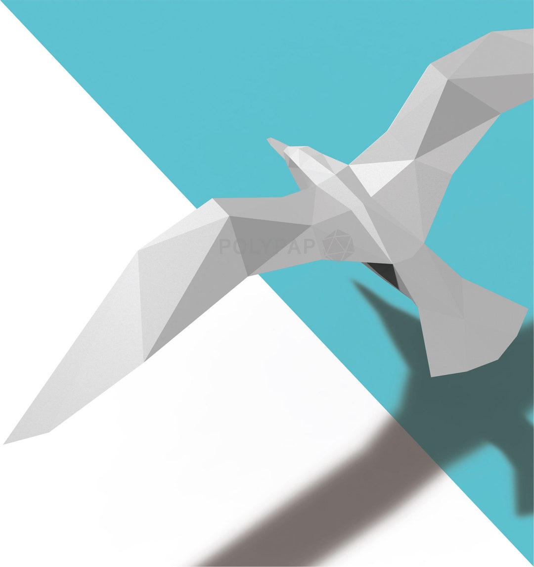 Seagull,gull Bird Paper Craft,3d Low Polygonal Paper Sculpture, Digital ...
