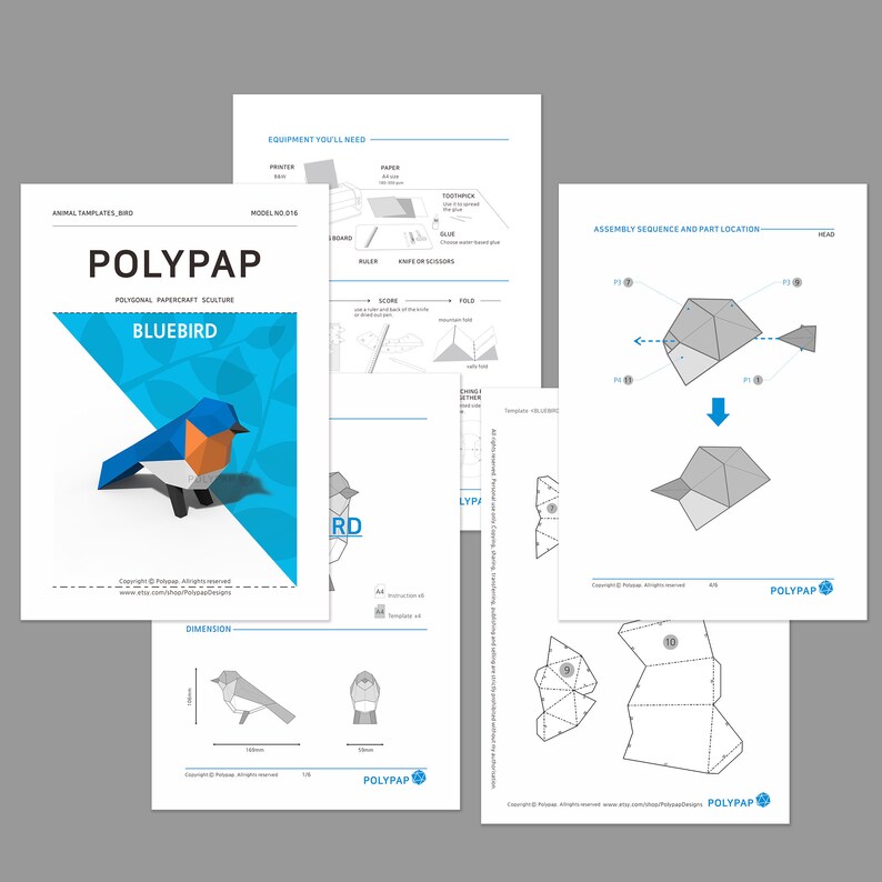 Bluebird Bird Paper Craft3d Low Polygonal Paper Sculpture - Etsy