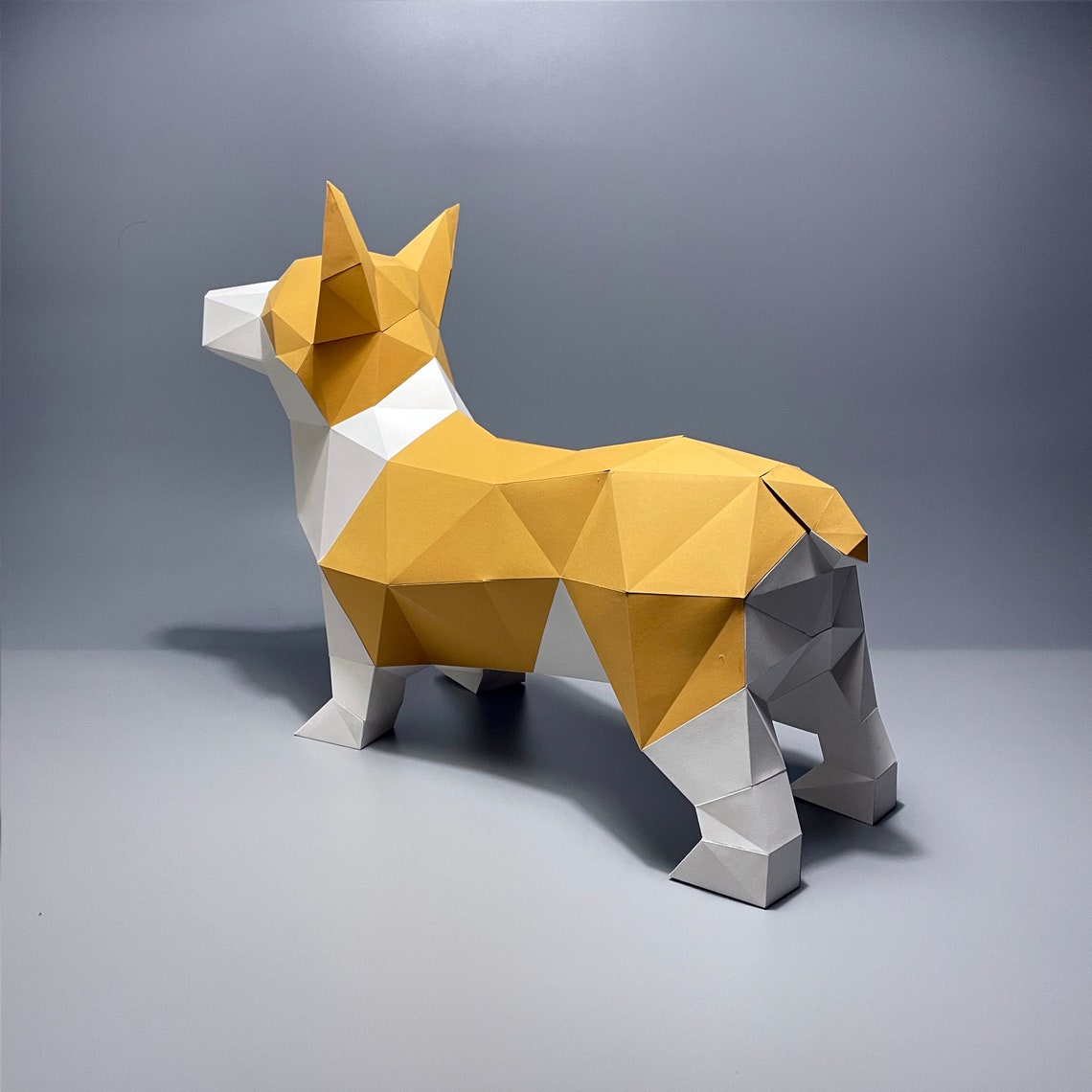 Welsh Corgi Paper Craft 3D Low Polygonal Paper Sculpture - Etsy