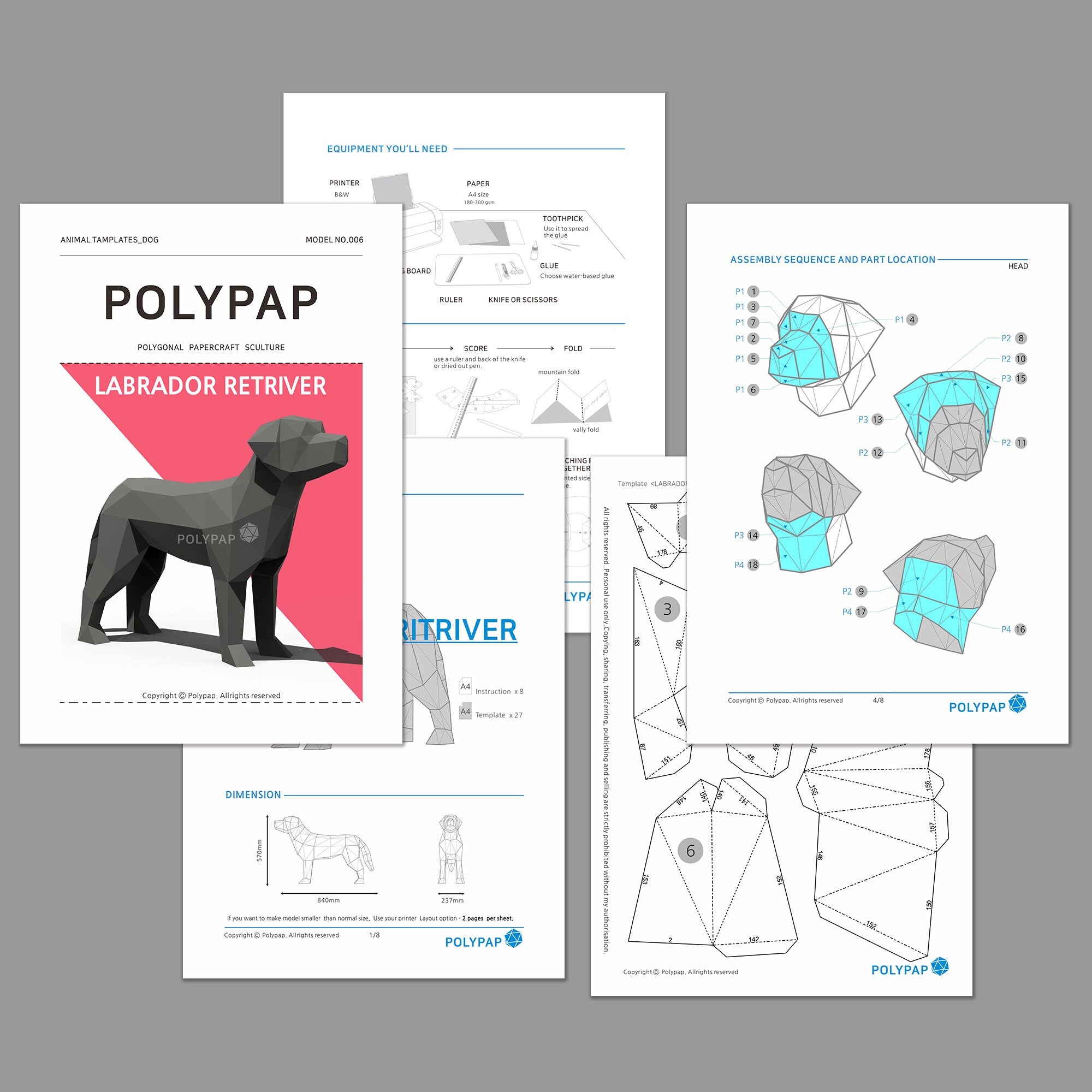 Labrador Retriever Dog Paper Craft 3D Low Polygonal Paper | Etsy