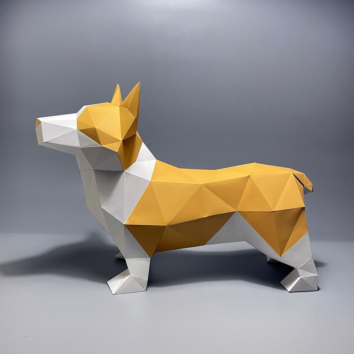 Welsh Corgi Paper Craft 3D Low Polygonal Paper Sculpture | Etsy