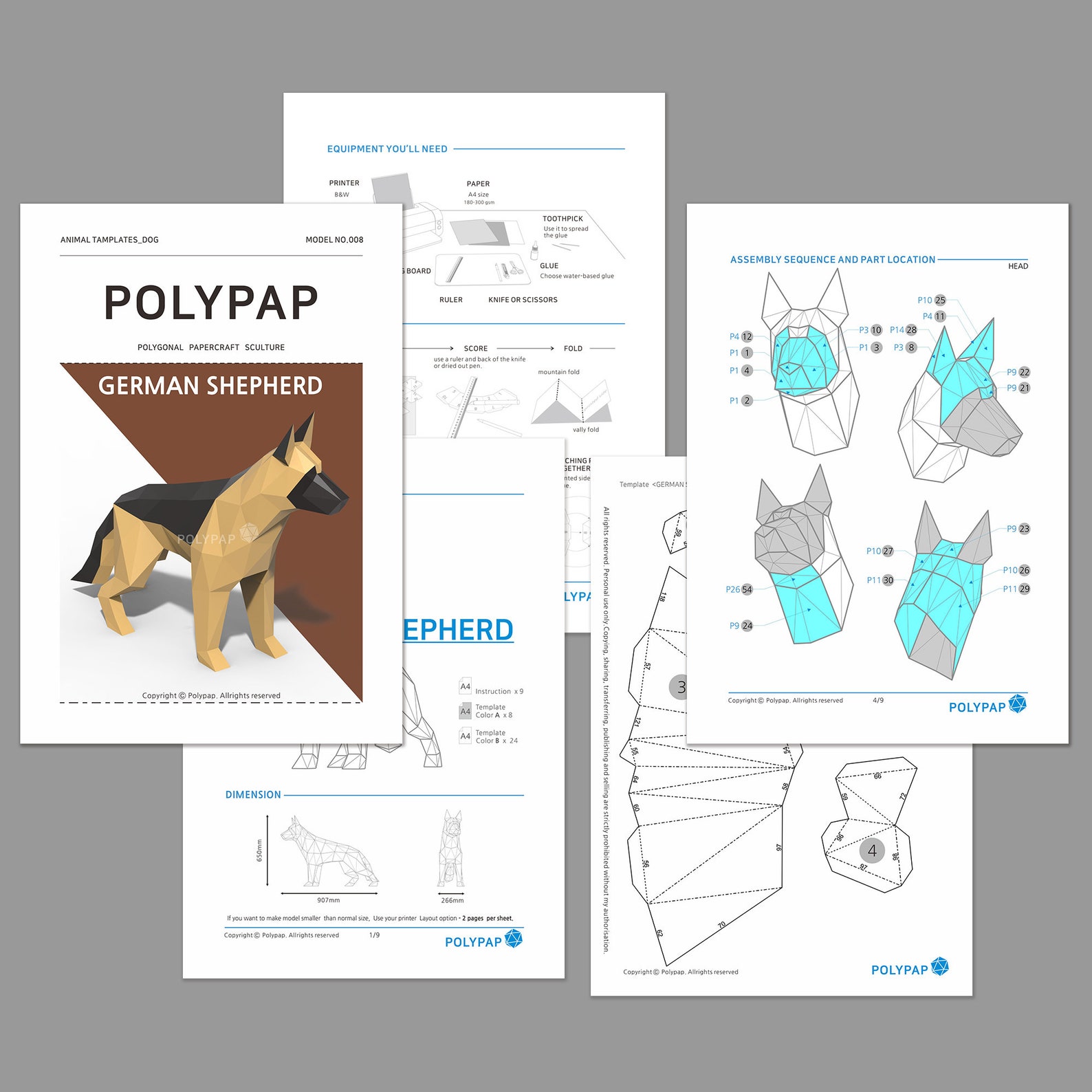 German Shepherd Dog Paper Craft3d Low Polygonal Paper | Etsy