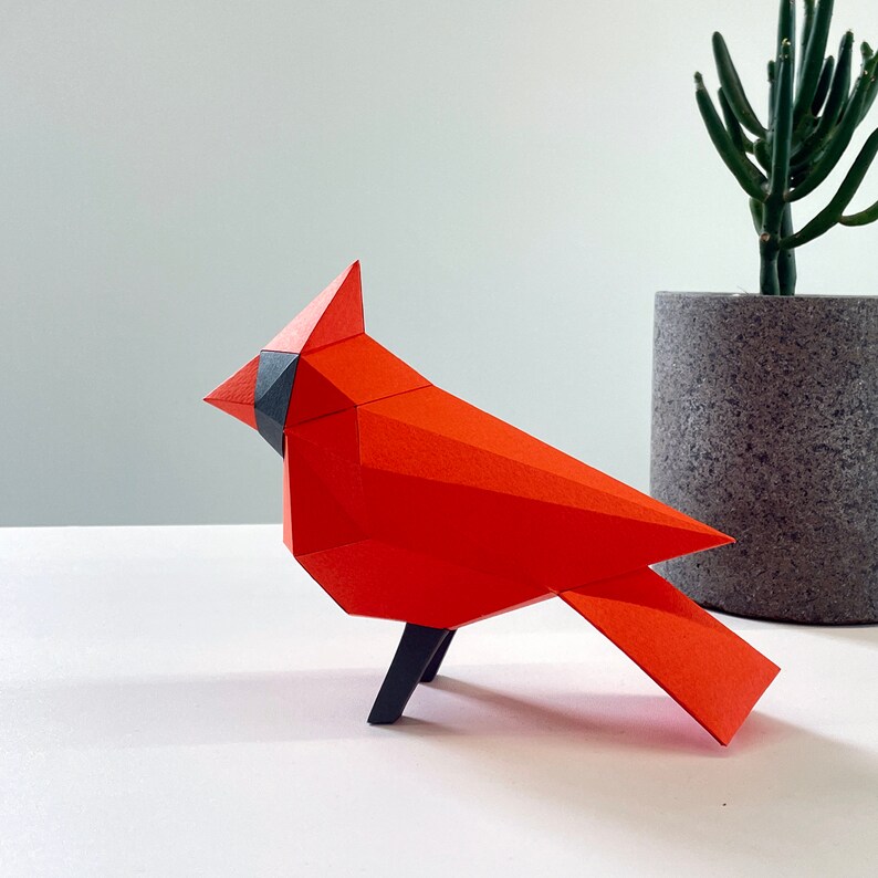 Cardinal, Bird Paper Craft,3d Low Polygonal Paper Sculpture, Digital ...