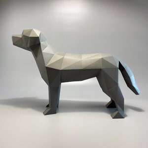 Labrador Retriever Dog Paper Craft, 3D Low Polygonal Paper Sculpture ...