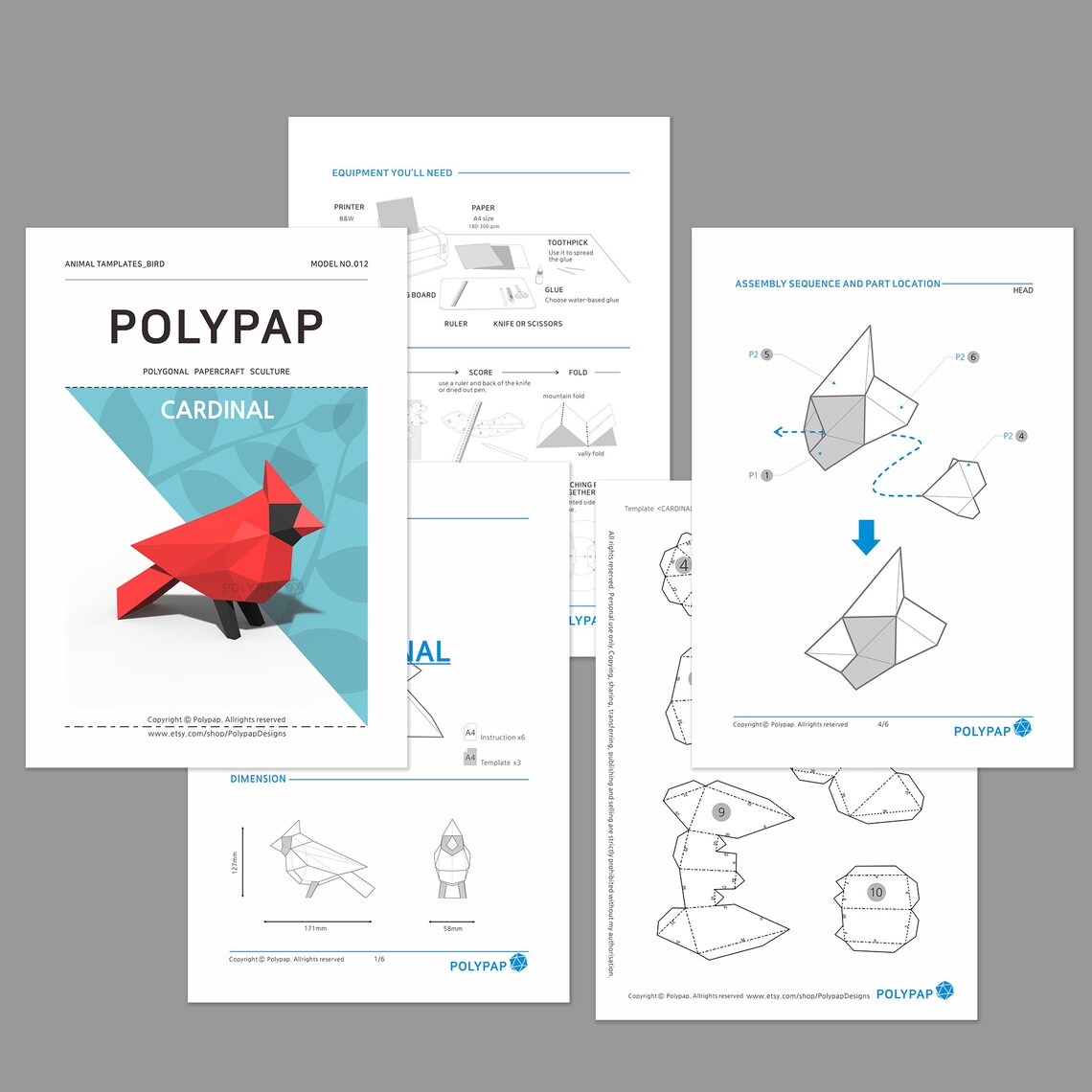Cardinal Bird Paper Craft3d Low Polygonal Paper Sculpture - Etsy