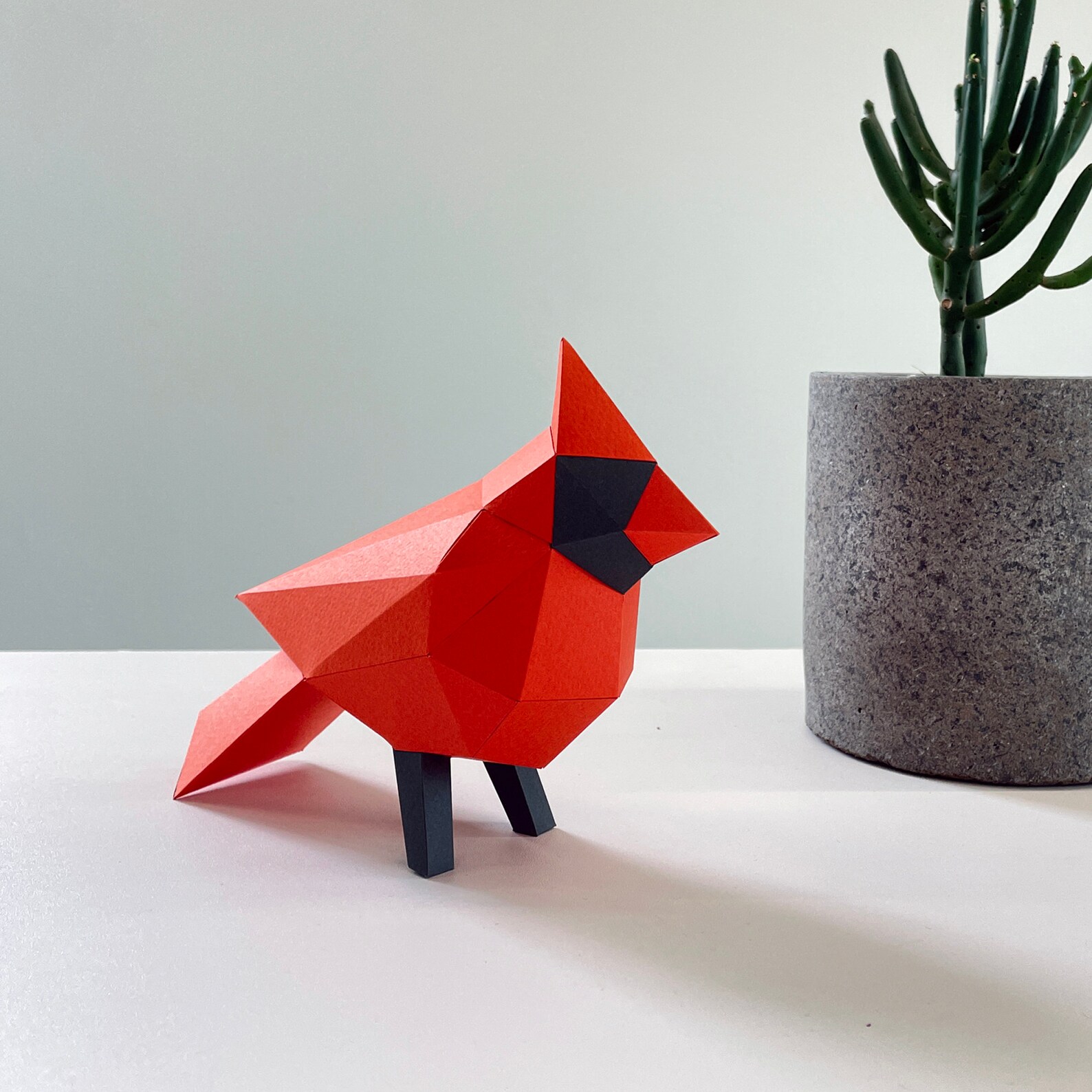 Cardinal, Bird Paper Craft,3d Low Polygonal Paper Sculpture, Digital ...