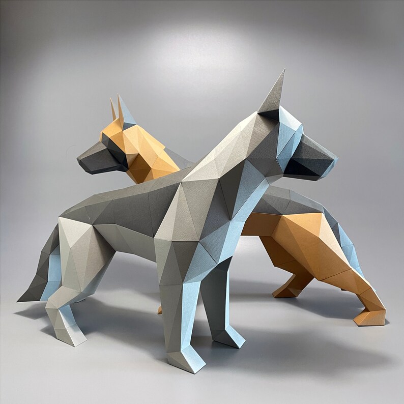 German Shepherd Dog Paper Craft3d Low Polygonal Paper - Etsy