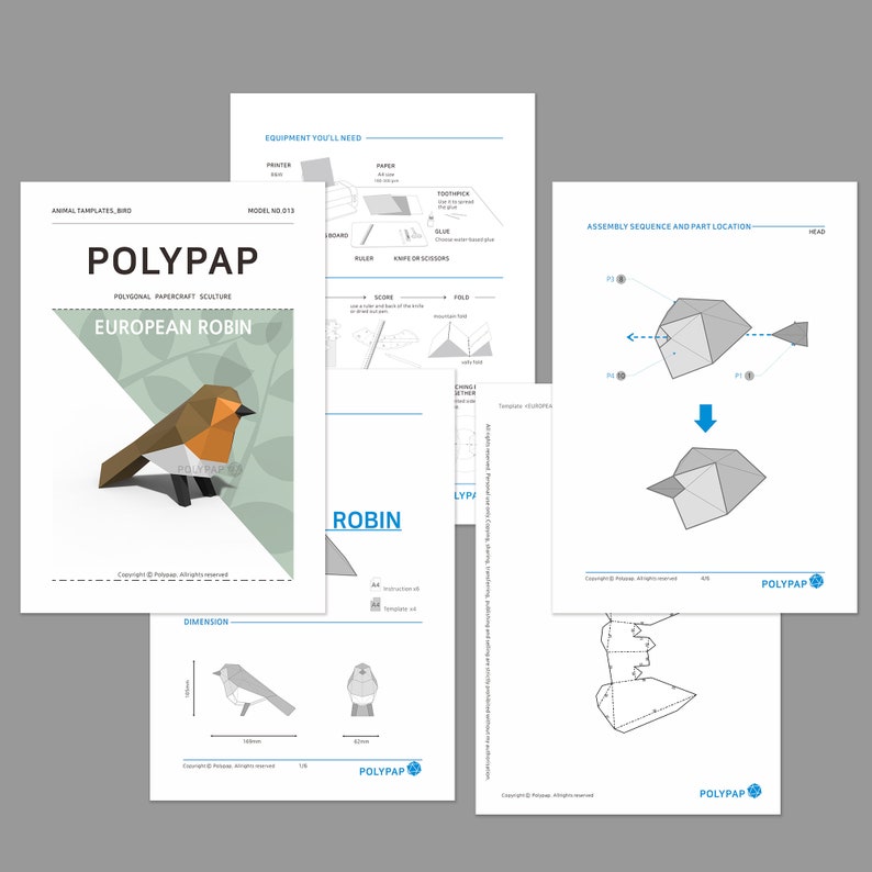 European Robin Bird Paper Craft3d Low Polygonal Paper - Etsy