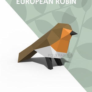 European Robin, Bird Paper Craft,3d Low Polygonal Paper Sculpture ...