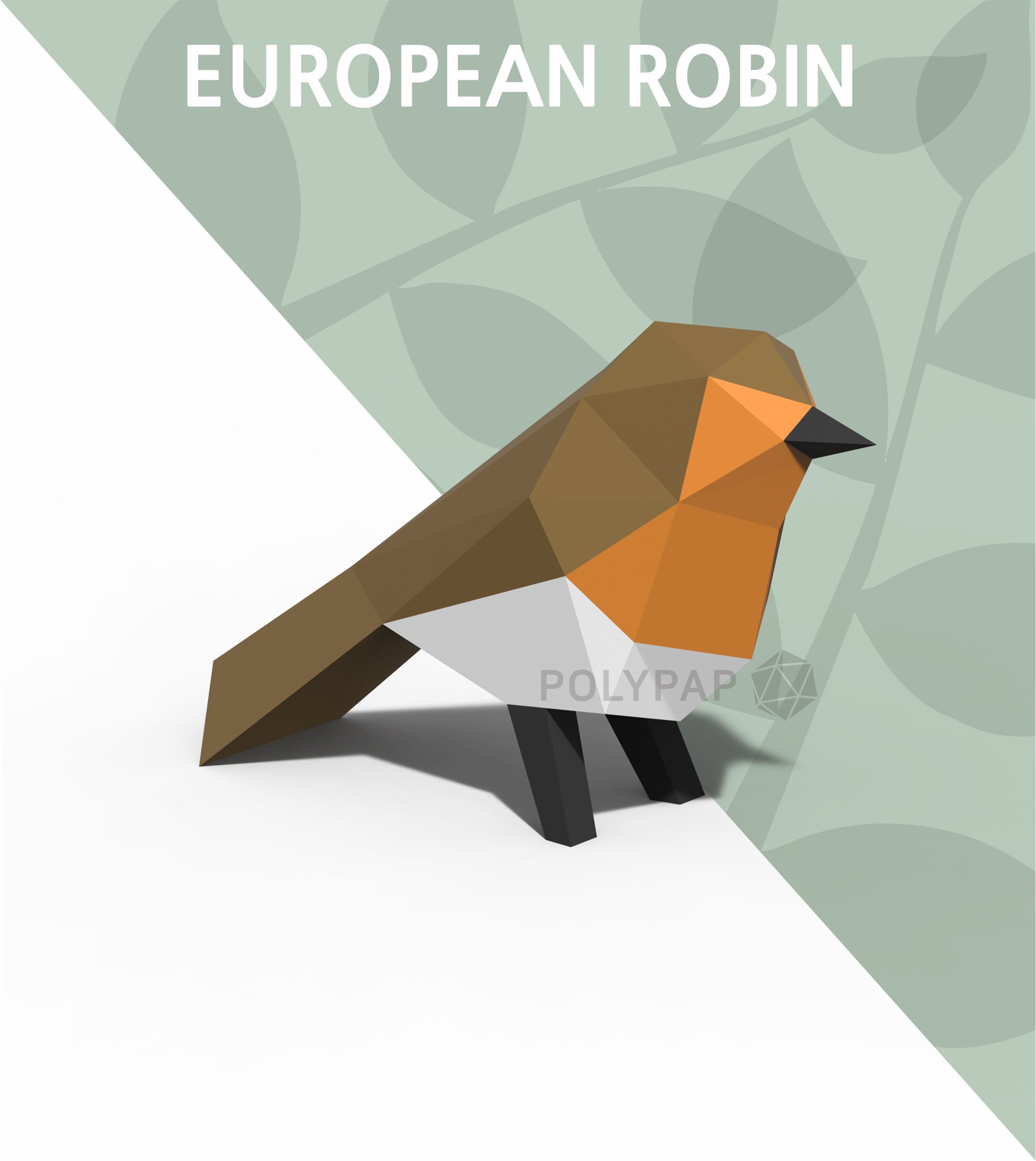 European Robin bird Paper Craft3D Low Polygonal Paper | Etsy
