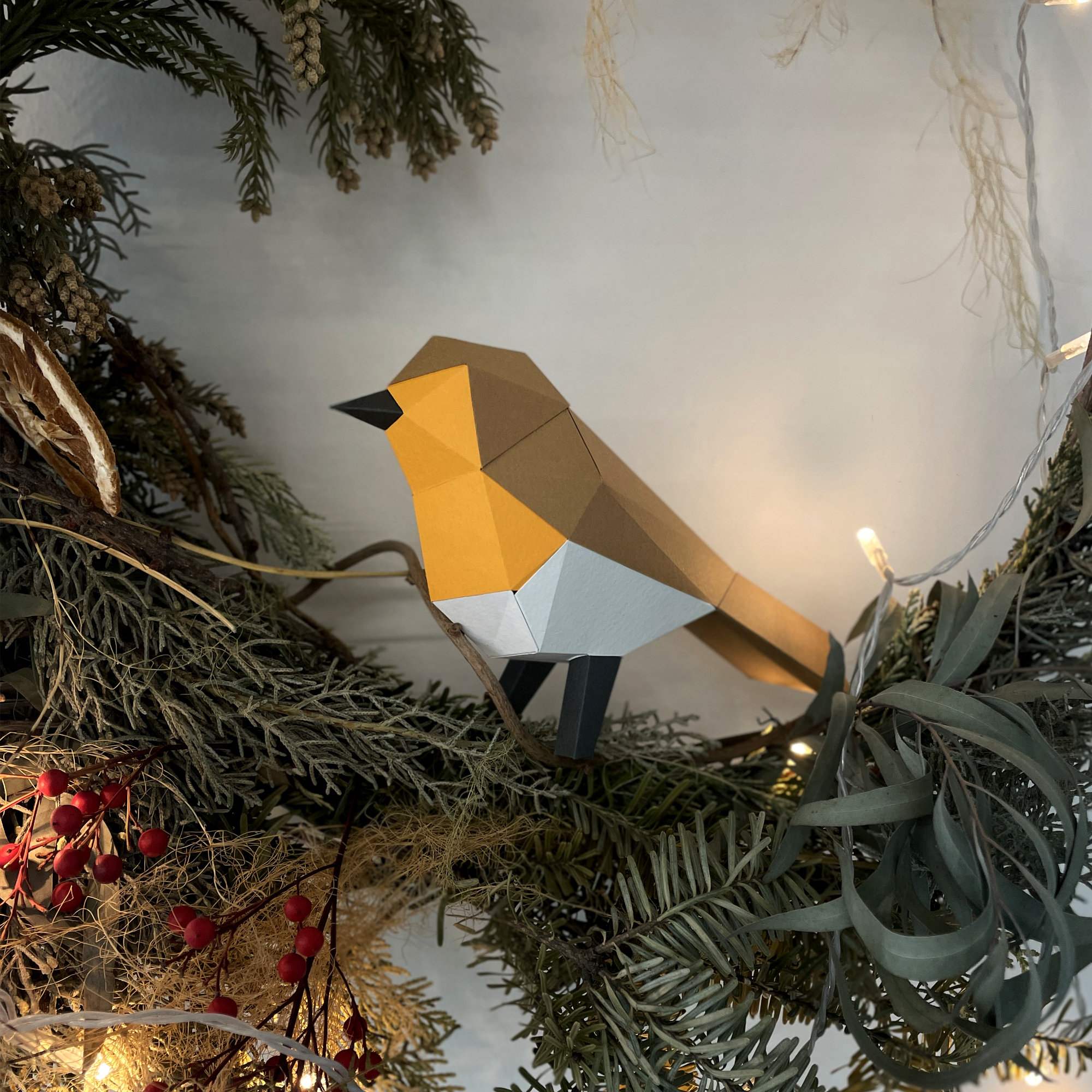 European Robin bird Paper Craft3D Low Polygonal Paper | Etsy