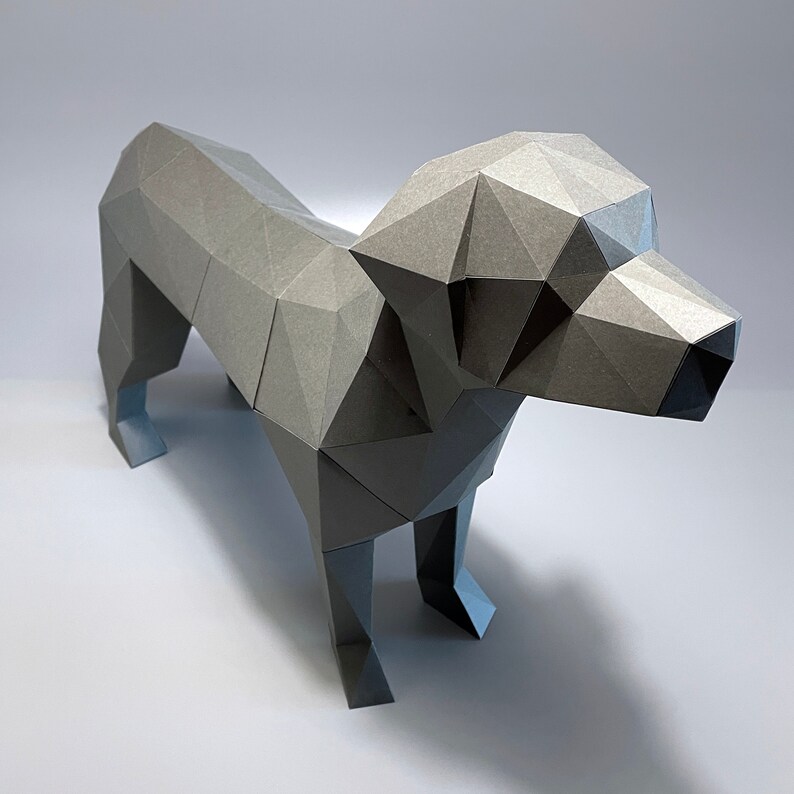 Labrador Retriever Dog Paper Craft, 3D Low Polygonal Paper Sculpture ...