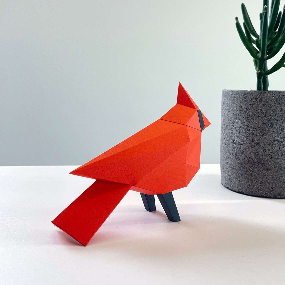 Cardinal Bird Paper Craft3d Low Polygonal Paper Sculpture - Etsy