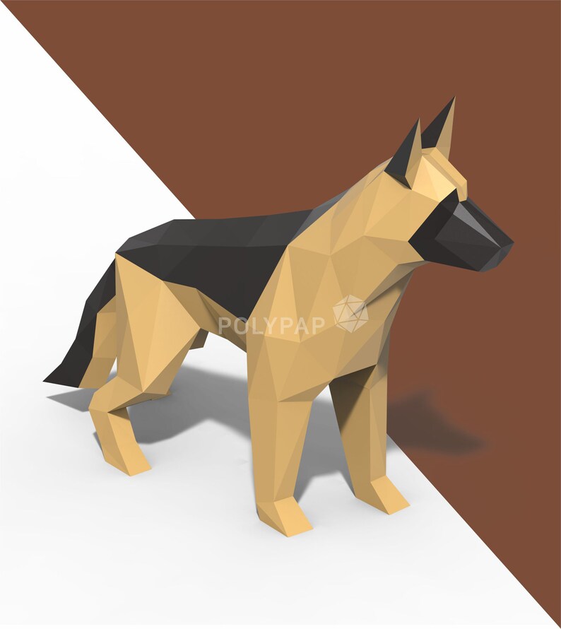 German Shepherd Dog Paper Craft3d Low Polygonal Paper | Etsy