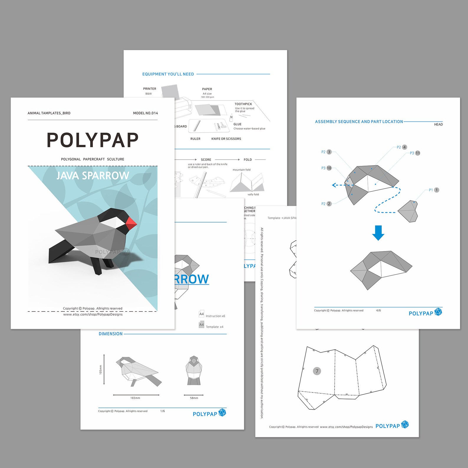 Java sparrow bird Paper Craft3D Low Polygonal Paper | Etsy