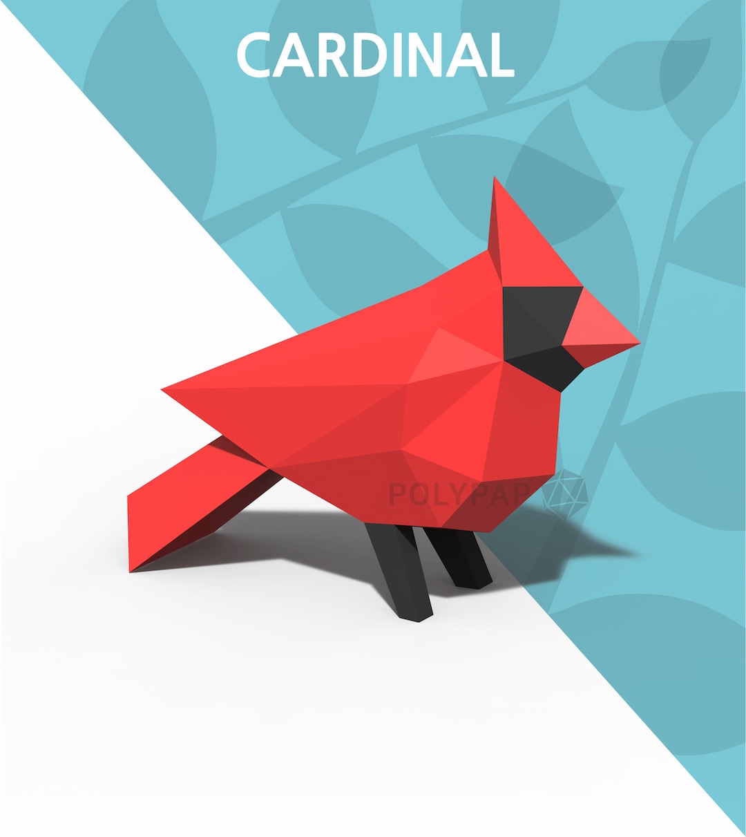 Cardinal, Bird Paper Craft,3d Low Polygonal Paper Sculpture, Digital ...