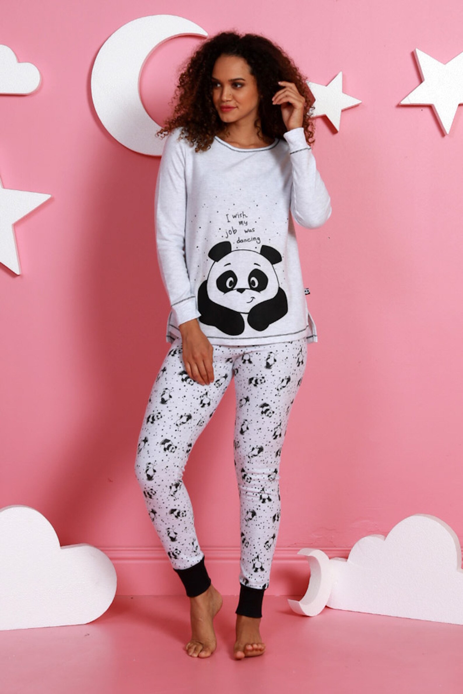 Women Cotton Long Sleeve Pyjama Set Panda Funny Animals | Etsy