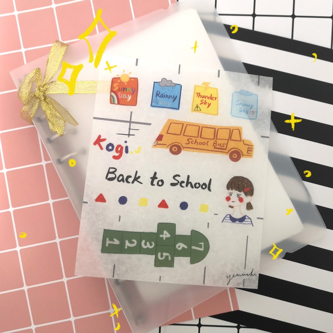 School Sticker Sheet Aesthetic school Stickers Cute Girl | Etsy