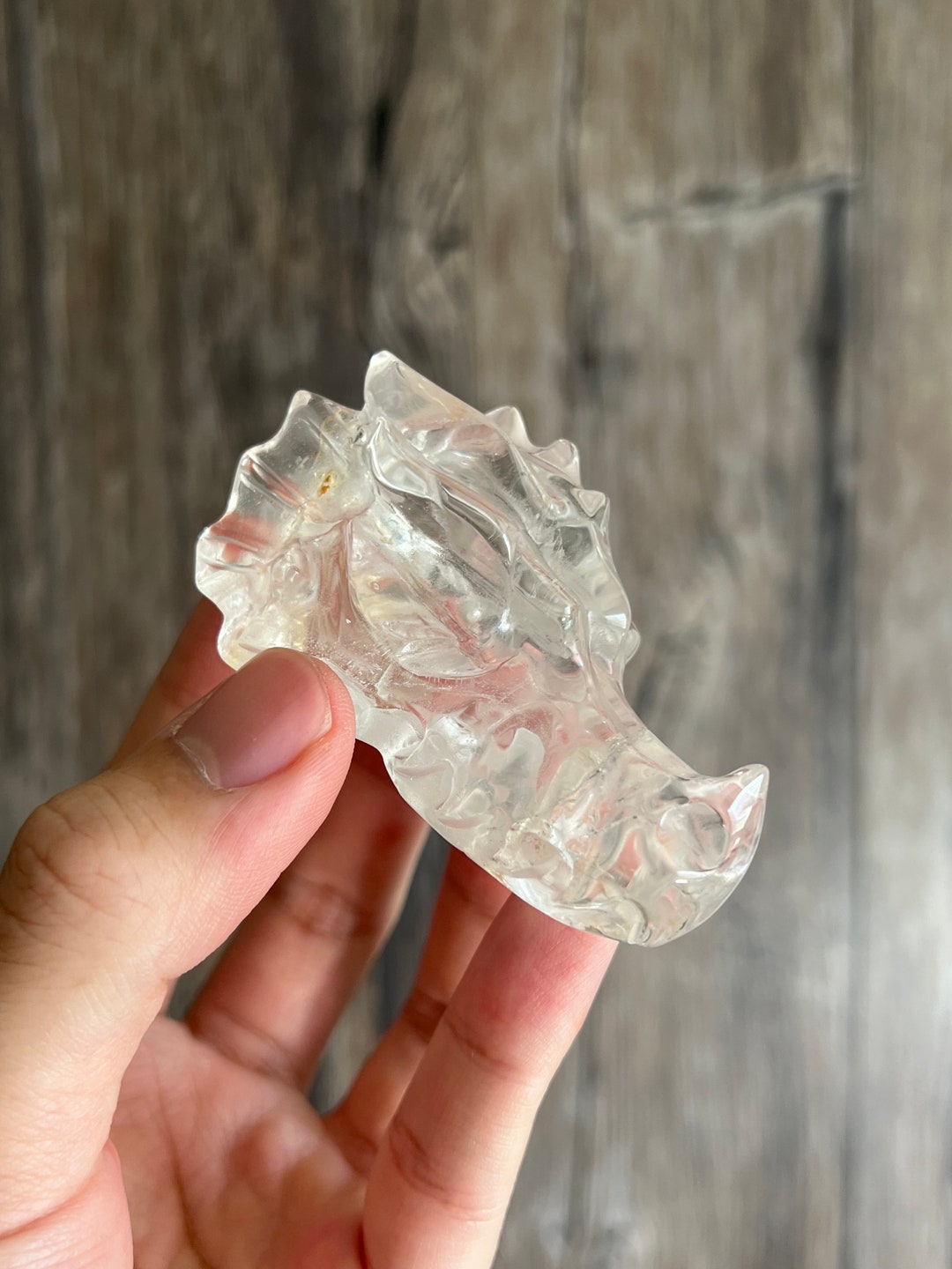 Clear Quartz Dragon Head Carving - Etsy