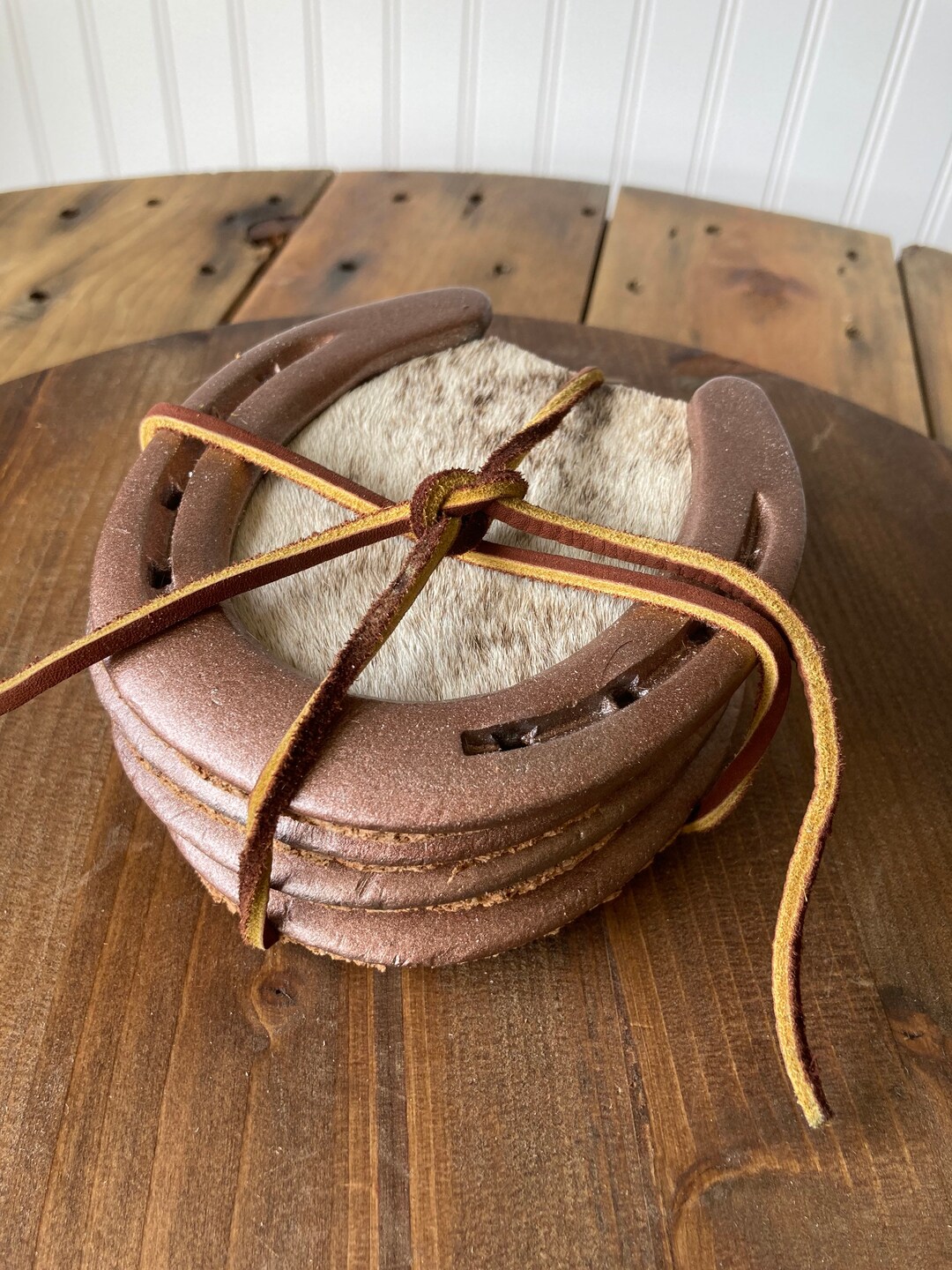 Coasters / Bar / Horseshoes / Cowhide / Leather / Horseshoe Coasters ...