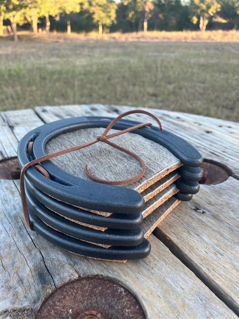 Horseshoe Coasters: Cowhide Western Bar Coasters, Set of 4 - Etsy