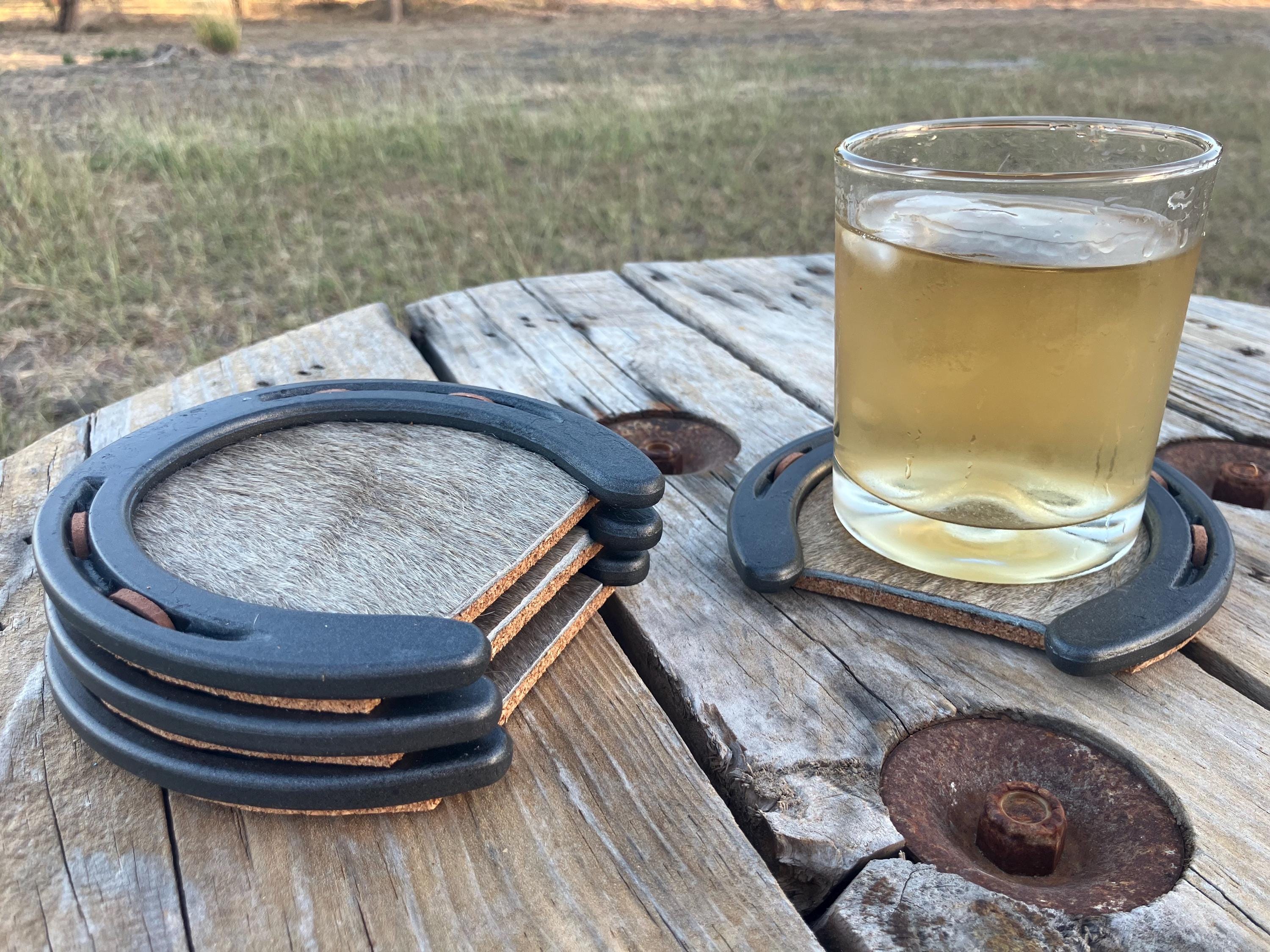 Horseshoe Coasters: Cowhide Western Bar Coasters, Set of 4 - Etsy