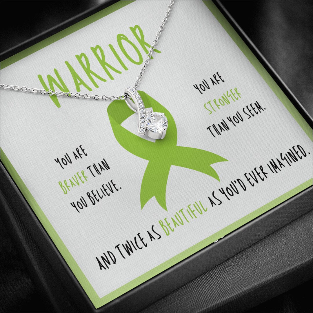 Muscular Dystrophy Warrior Ribbon Necklace Gift | Lime Green Ribbon ...