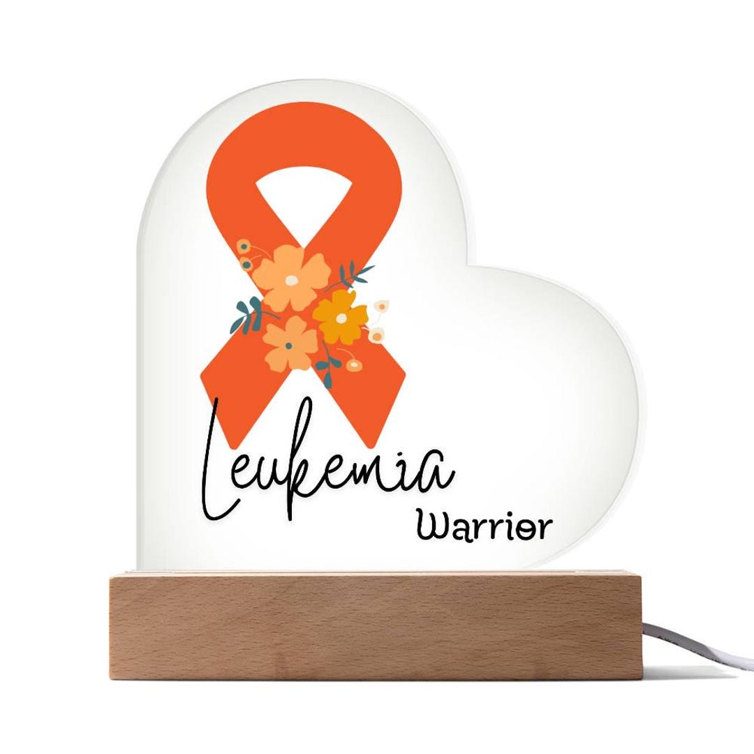 Leukemia Warrior Acrylic Heart Plaque Sign | Light up Sign With LED ...