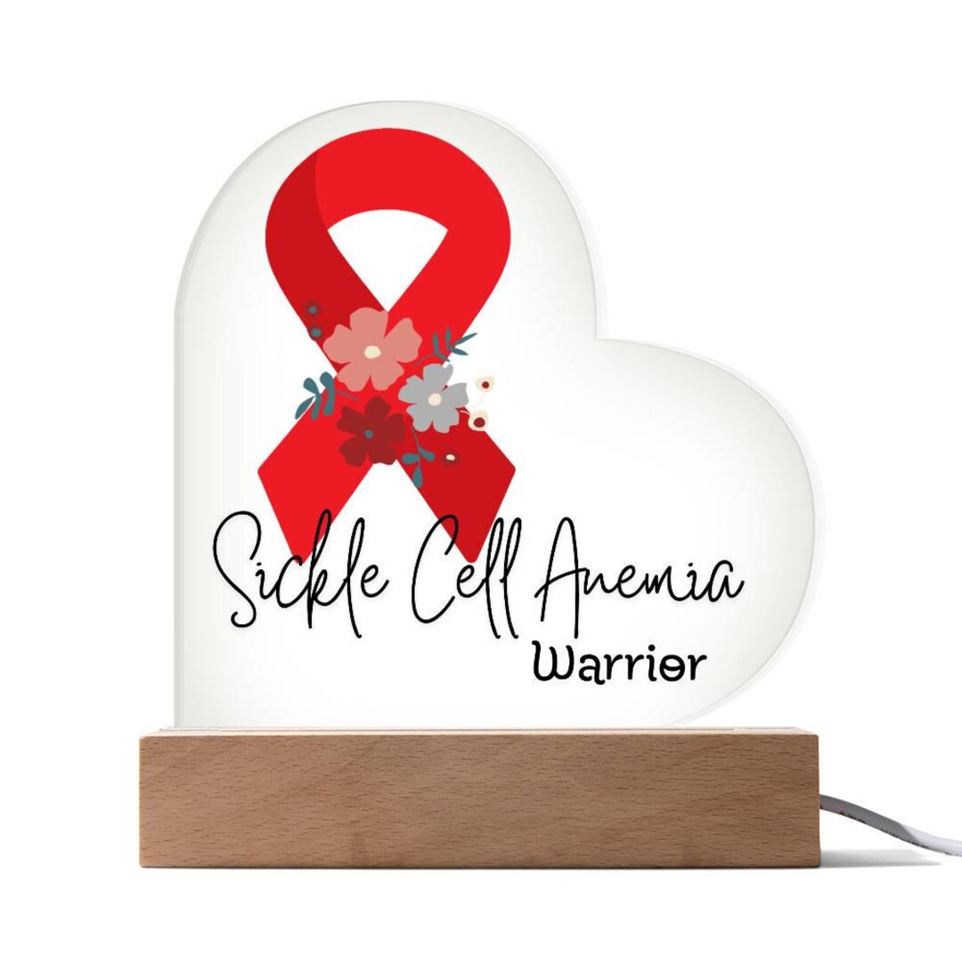 Sickle Cell Anemia Warrior Sign | LED Heart Acrylic Night Light | Red ...