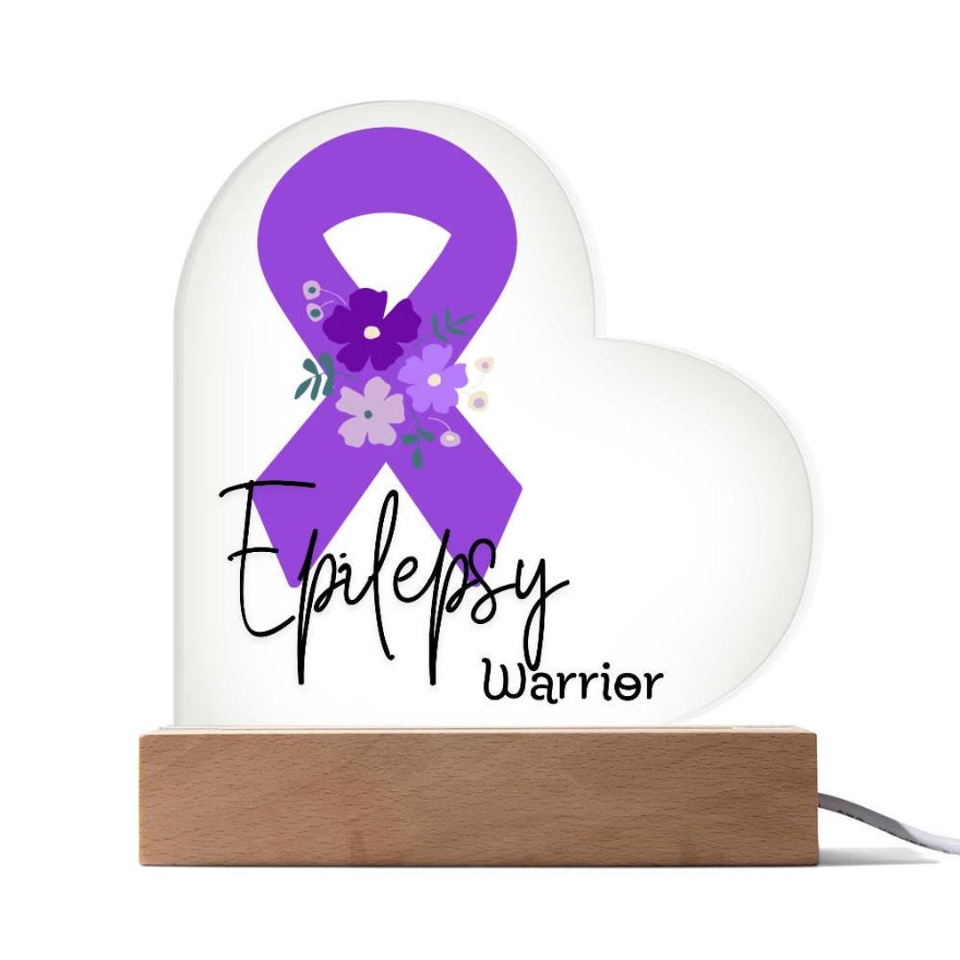 Epilepsy Warrior Acrylic Heart Plaque Sign | LED Base Light up Sign ...